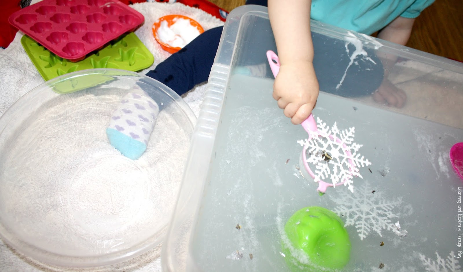 Learning and Exploring Through Play: Snowflake Soup Winter Sensory Play