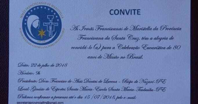 .: DE TIMBAÚBA PARA O MUNDO - Festa Jubileu 80 anos da Escola Santa ...