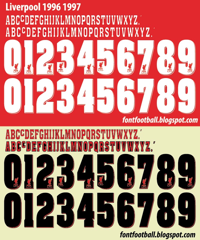 FONT FOOTBALL: Font Vector Liverpool 1996 1997 kit