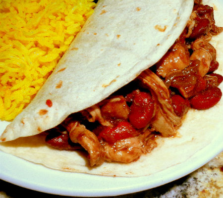 One Perfect Bite: Slow Cooker Mock Chicken Mole with Soft Tacos