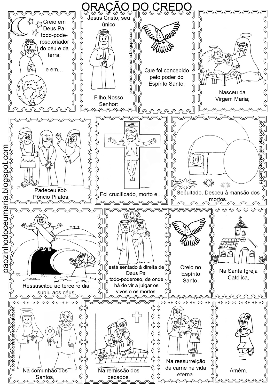 Pãozinho do Céu: Oração do Creio ou Credo: para colorir