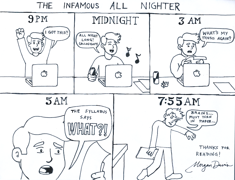 Morgan Cartoons: The Infamous All Nighter!