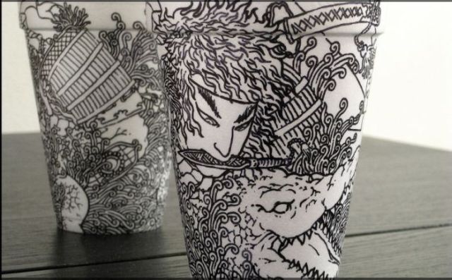 Gelas Styrofoam Dengan Lukisan Indah | Gosip Gambar