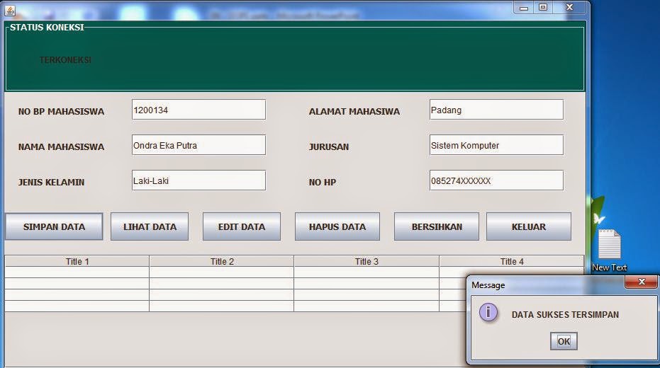 Program Simpan Data ke Database dengan JAVA -GUI- Netbeans - TEKNOLOGI Program Simpan Data ke Database dengan JAVA -GUI- Netbeans - TEKNOLOGI