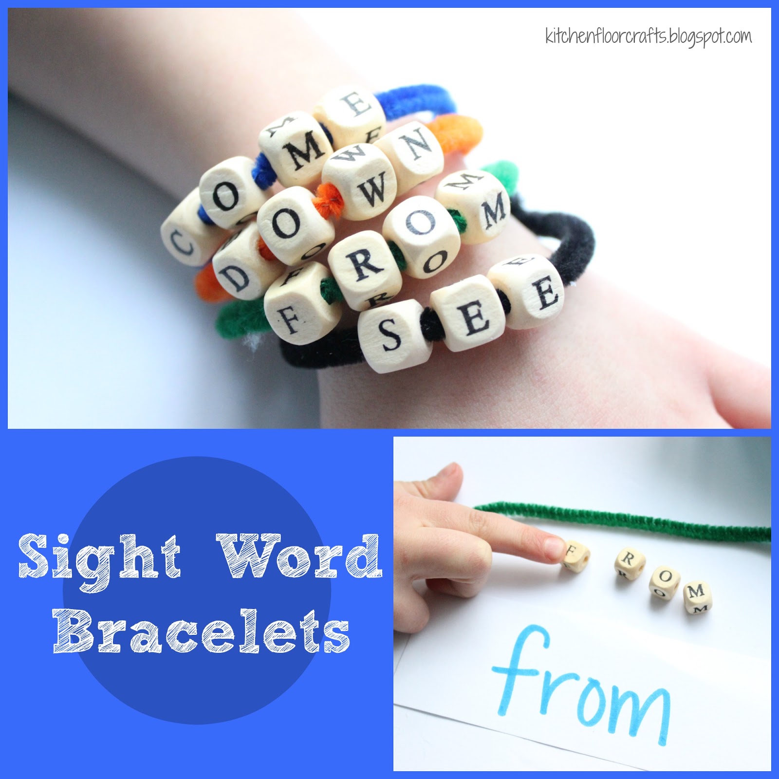 Kitchen Floor Crafts: Sight Word Bracelets