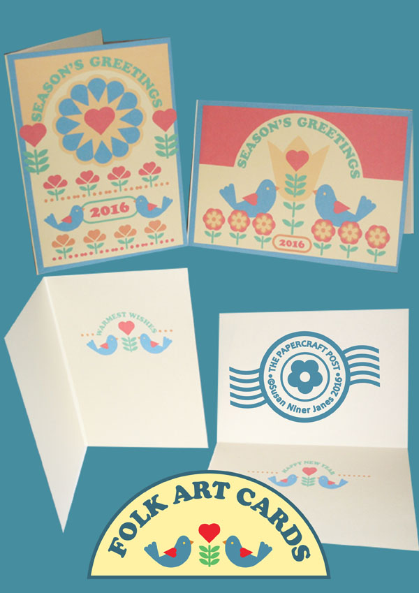 The Papercraft Post: Free Printable Folk Art Season's Greetings Cards