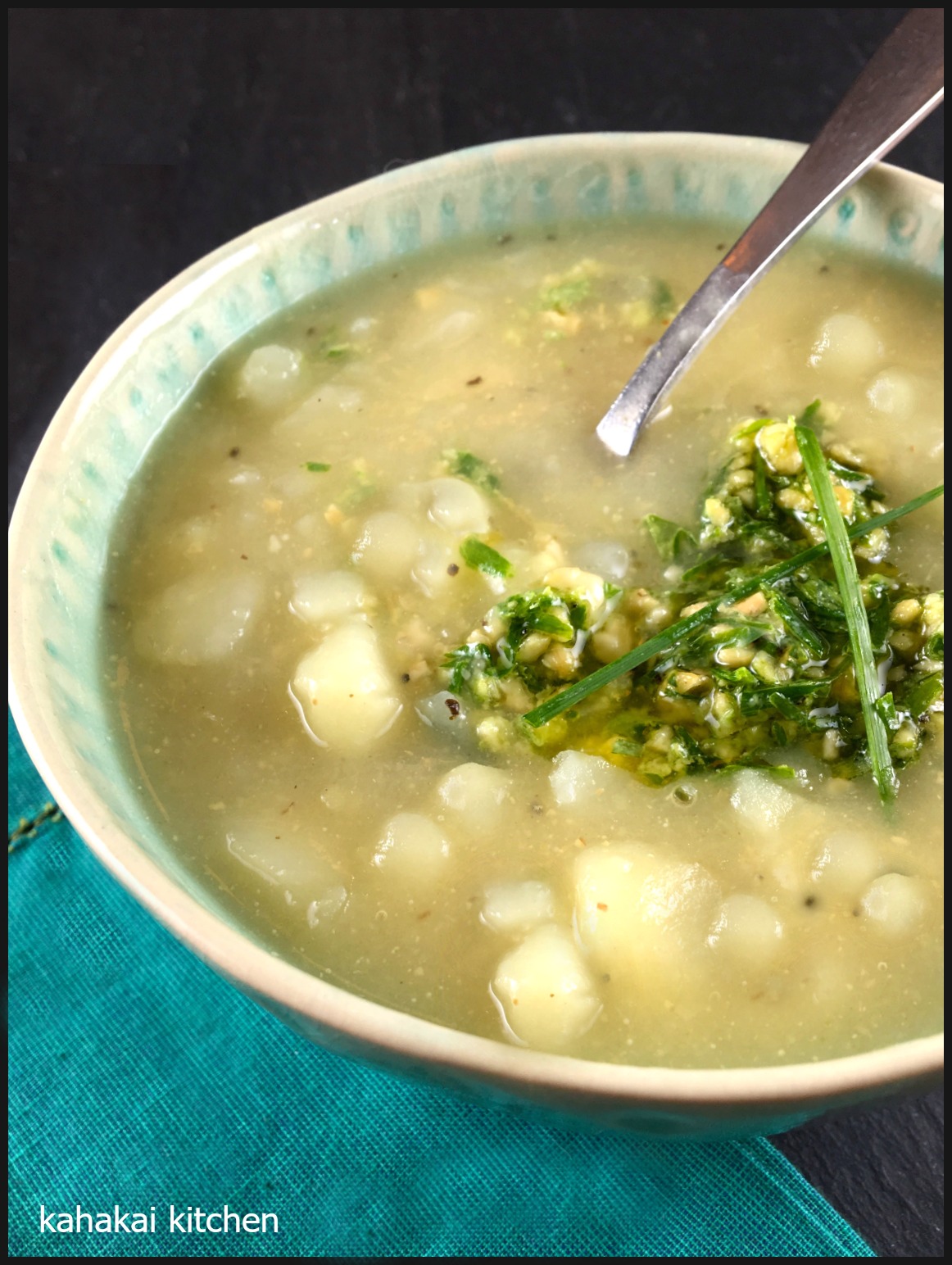 Kahakai Kitchen: Creamy Potato Soup with Chive Pesto for Souper Sundays ...