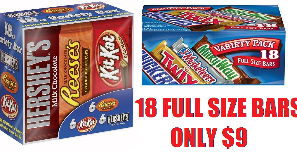 Chocolate Bars Sale! 18 Full Size Bars of Hershey's or Mars Chocolate ...