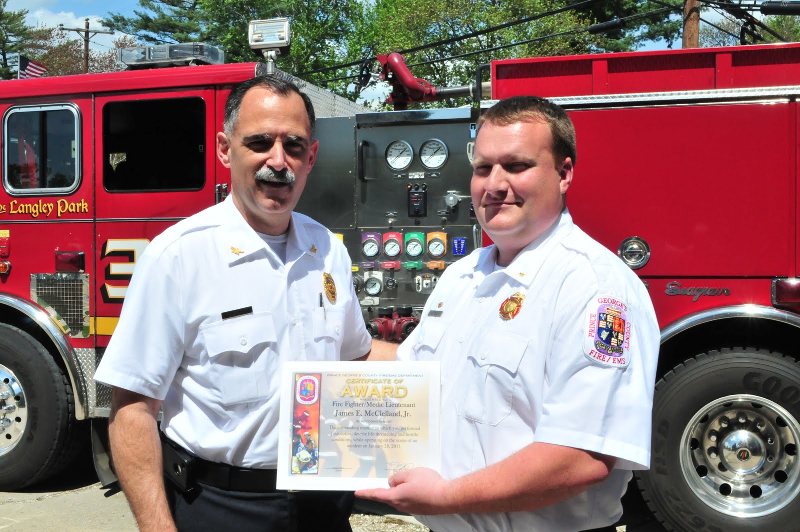Firefighter/Medics Awarded for Actions During Takoma Park Bank Incident