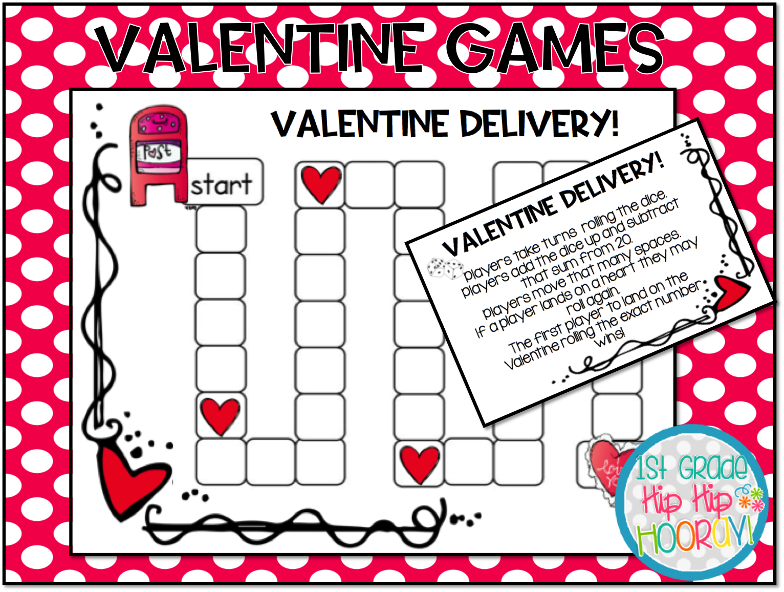 1st Grade Hip Hip Hooray!: You will "heart" these Valentine Math Games!