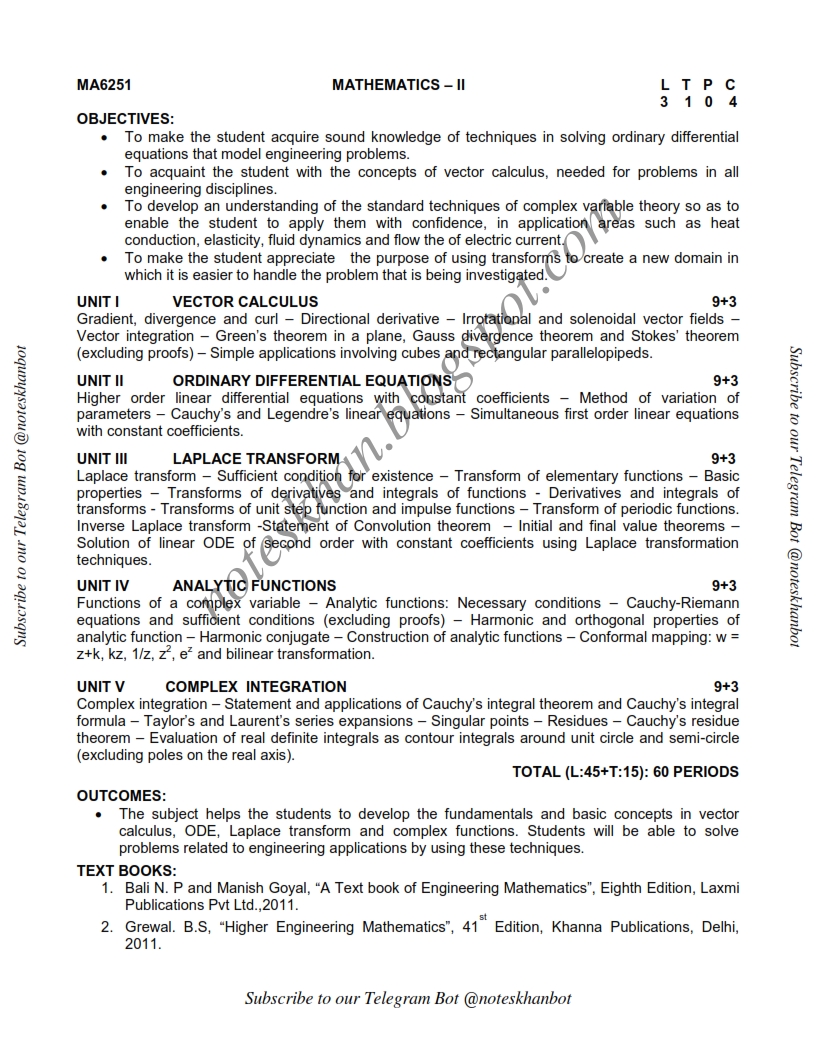 MA6251 Mathematics II Syllabus Semester II ECE BE Anna University MA6251 Mathematics II Syllabus Semester II ECE BE Anna University