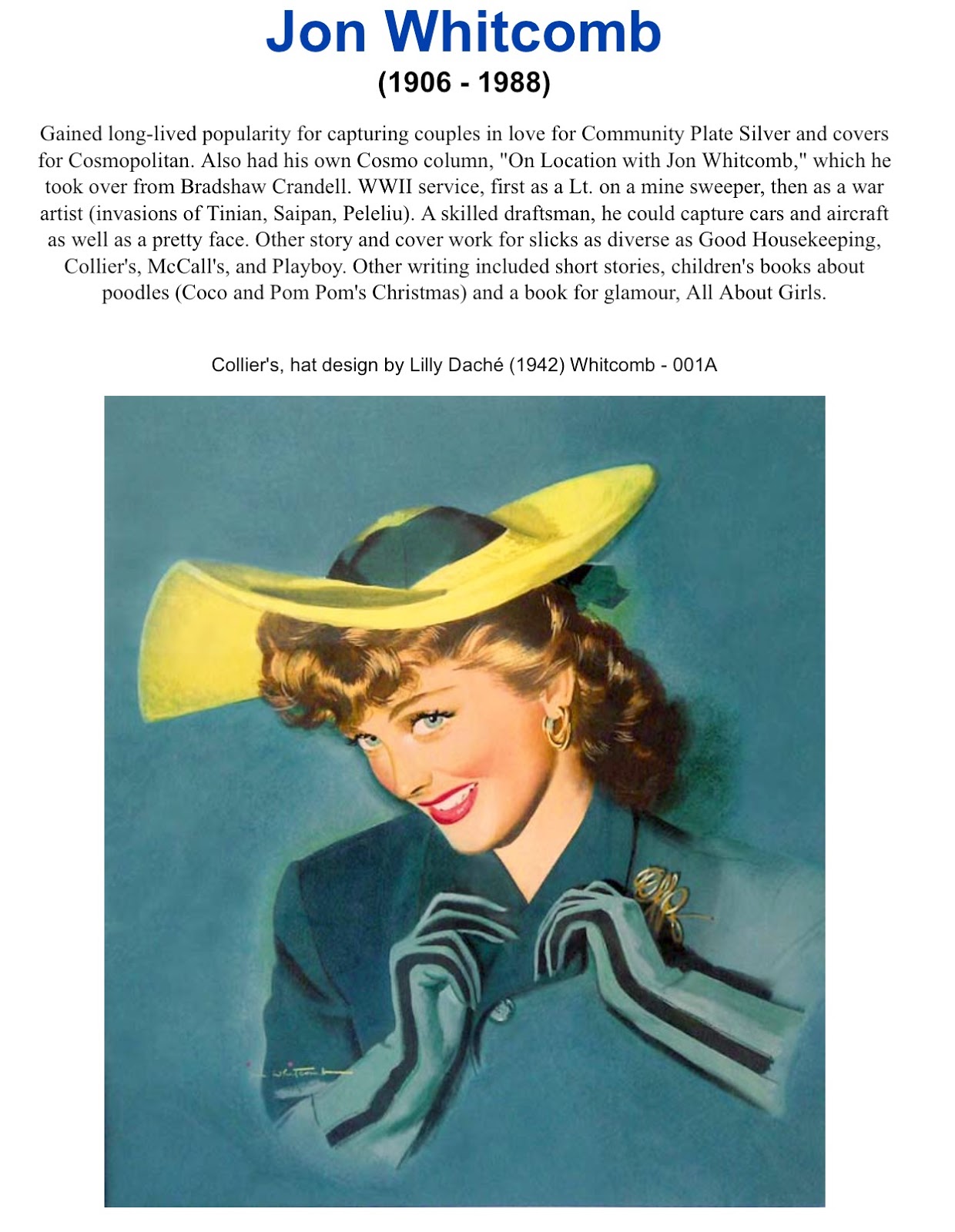 Carol Ann Kauffman's VISION and VERSE : American illustrator Jon Whitcomb