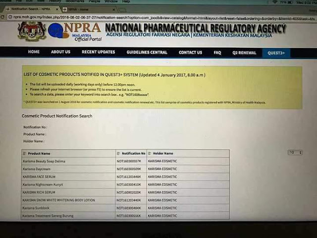 KARISMA COSMETIK SKINCARE: PRODUK KARISMA COSMETIC LULUS KKM