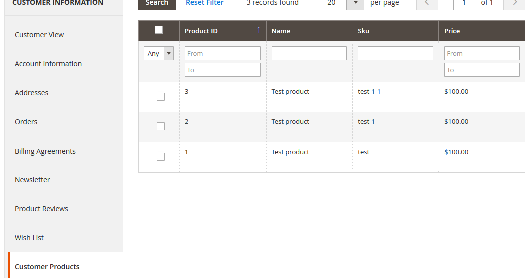 Add Product Grid In Customer Admin Section And Save The Checkbox Values