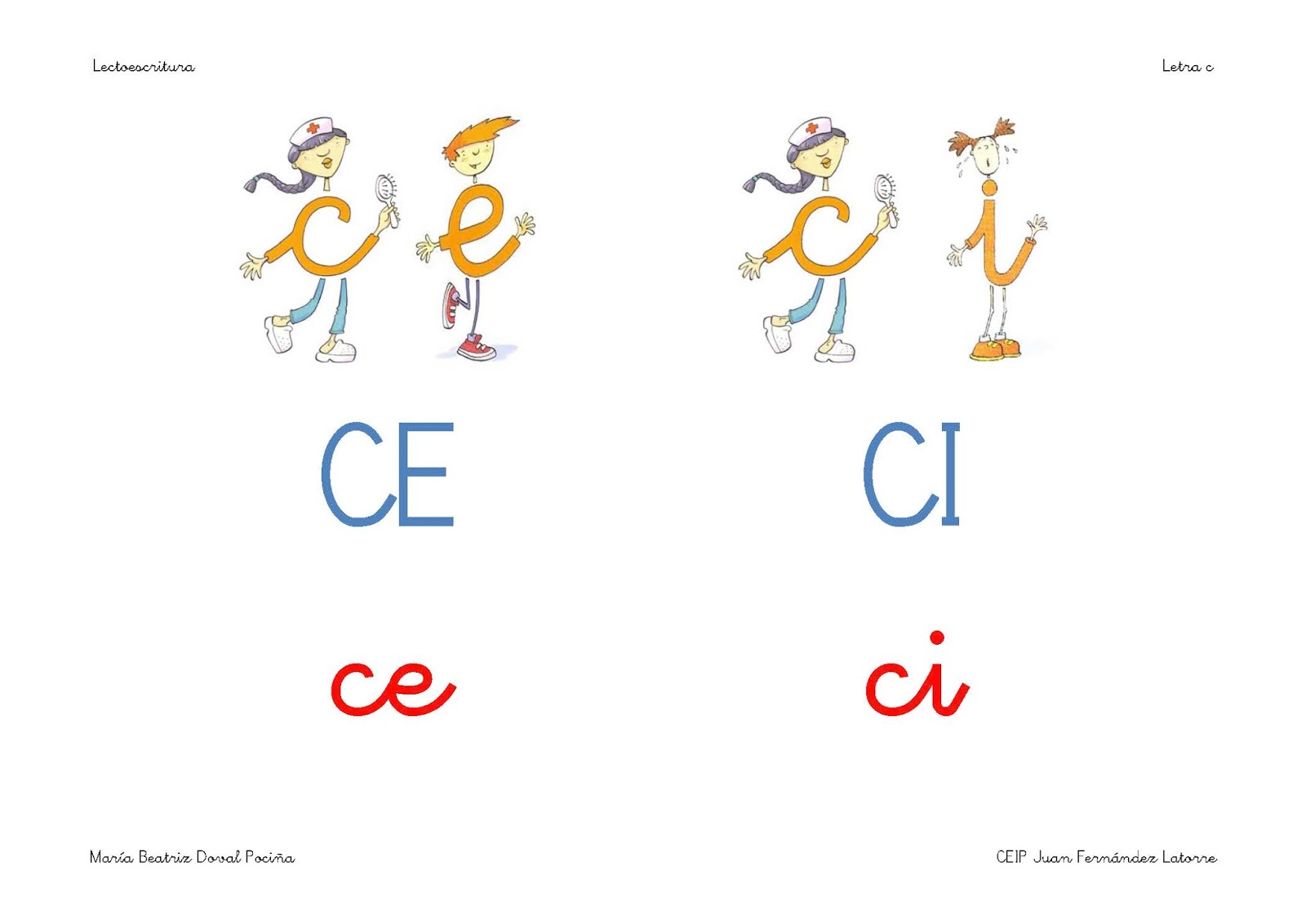 LECTOESCRITURA: FICHAS LECTURA CE-CI