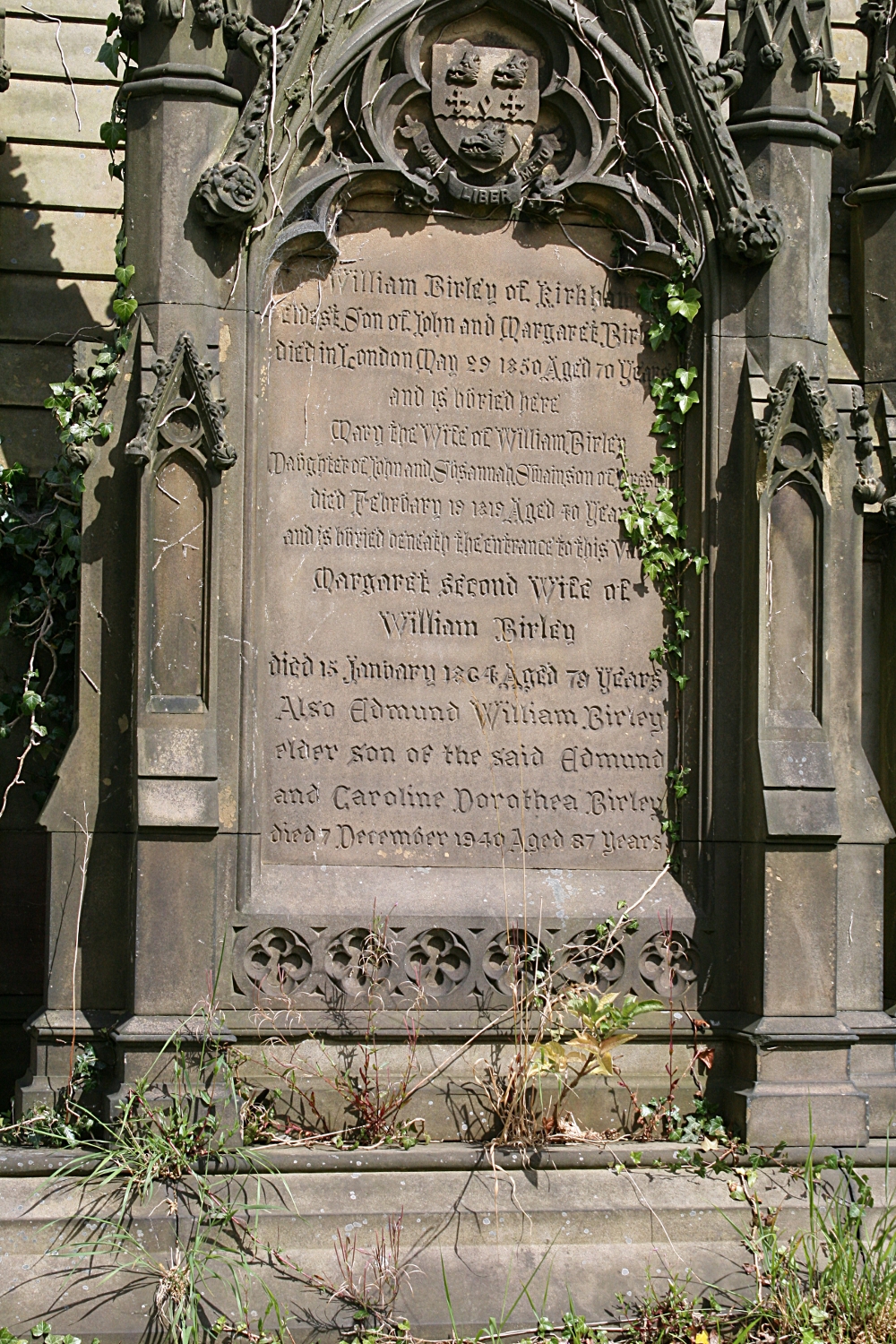 Memorials: The Birley Memorial - Kirkham Parish church