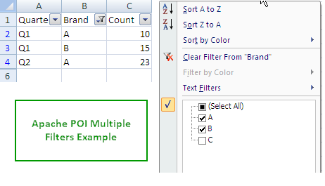 Excel Auto Filter - criteria Apache POI Example | ThinkTibits!