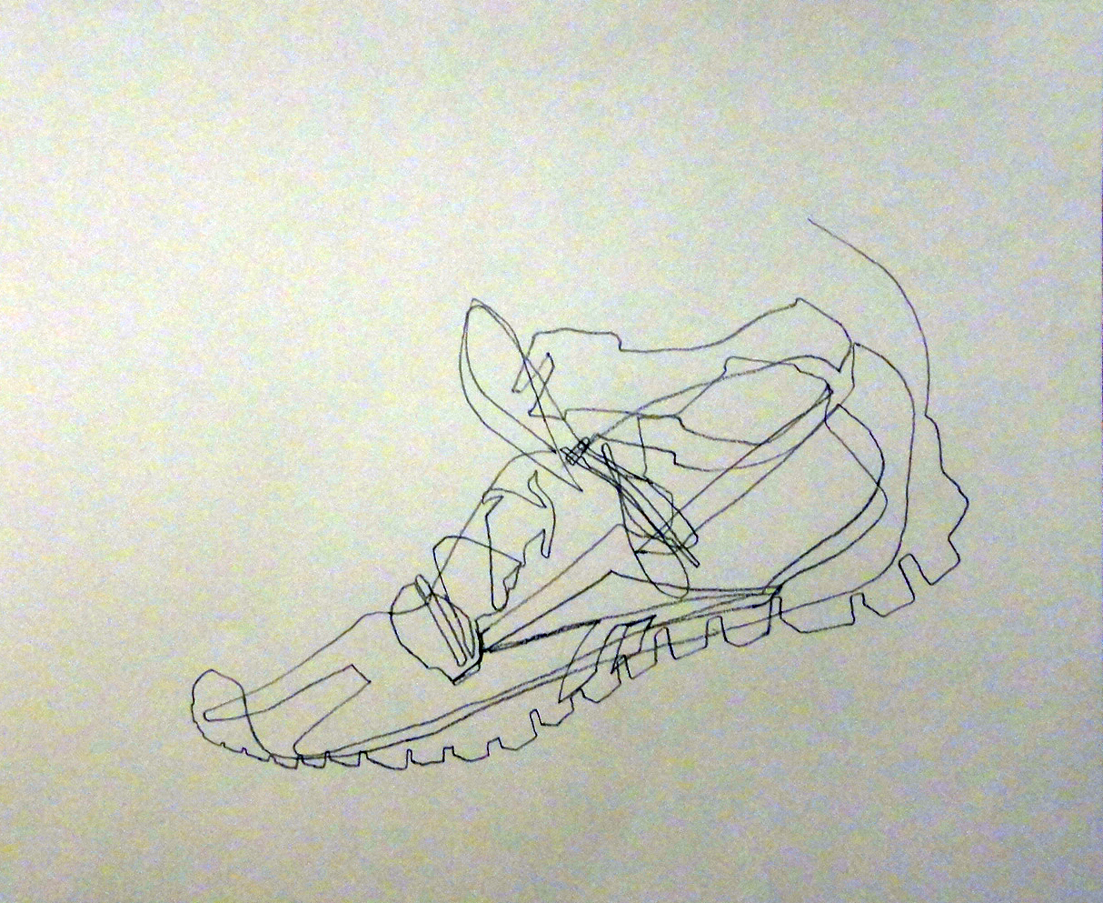 Drawing: homework one: 5 blind contour drawings of a sneaker