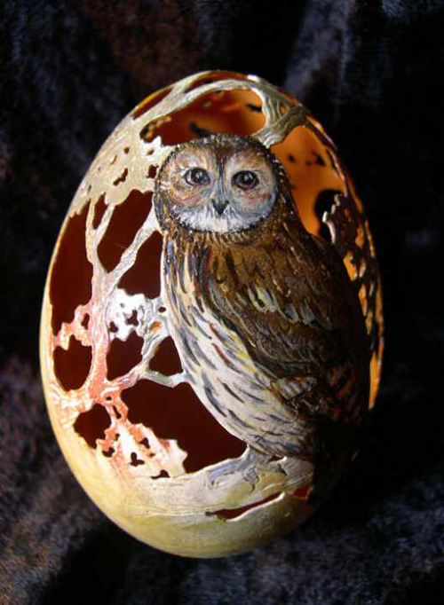 My Owl Barn: Artwork Carved On Egg Shells: Christel Assante