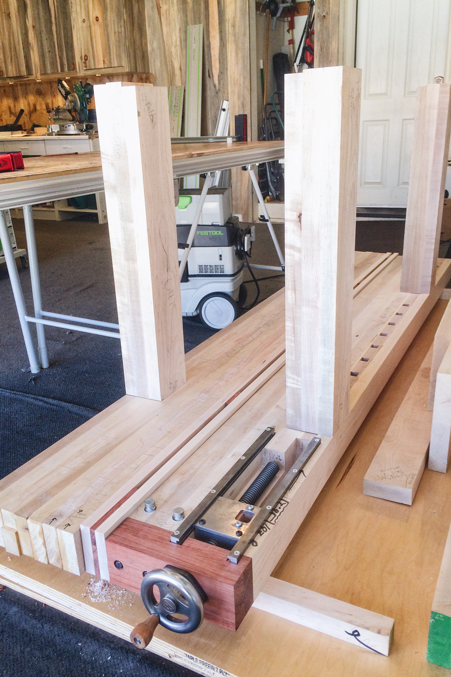 David Barron Furniture: Customer Roubo Workbench, Bench Crafted hardware.