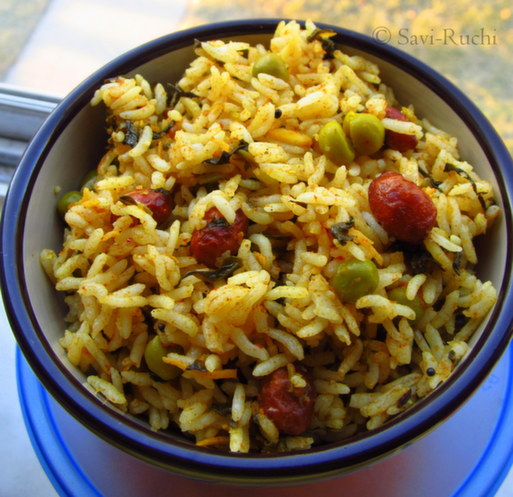 Savi-Ruchi: Menthe soppu bath | Spiced fenugreek leaves rice : A ...