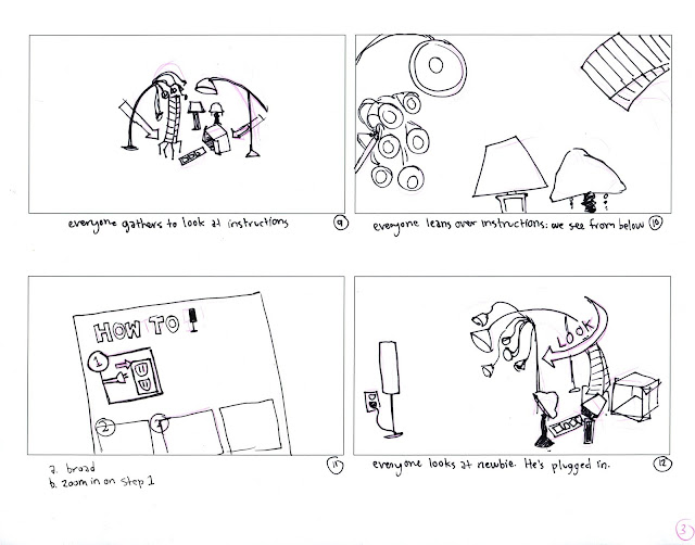 Advanced Animation: Storyboards: Ideas for Lamps Trying to Clap