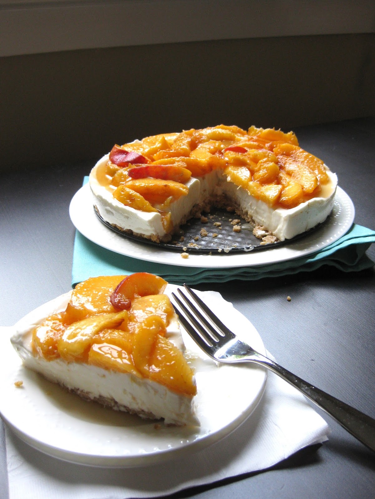 Stew Or A Story Peaches And Cream Greek Yogurt Cheesecake