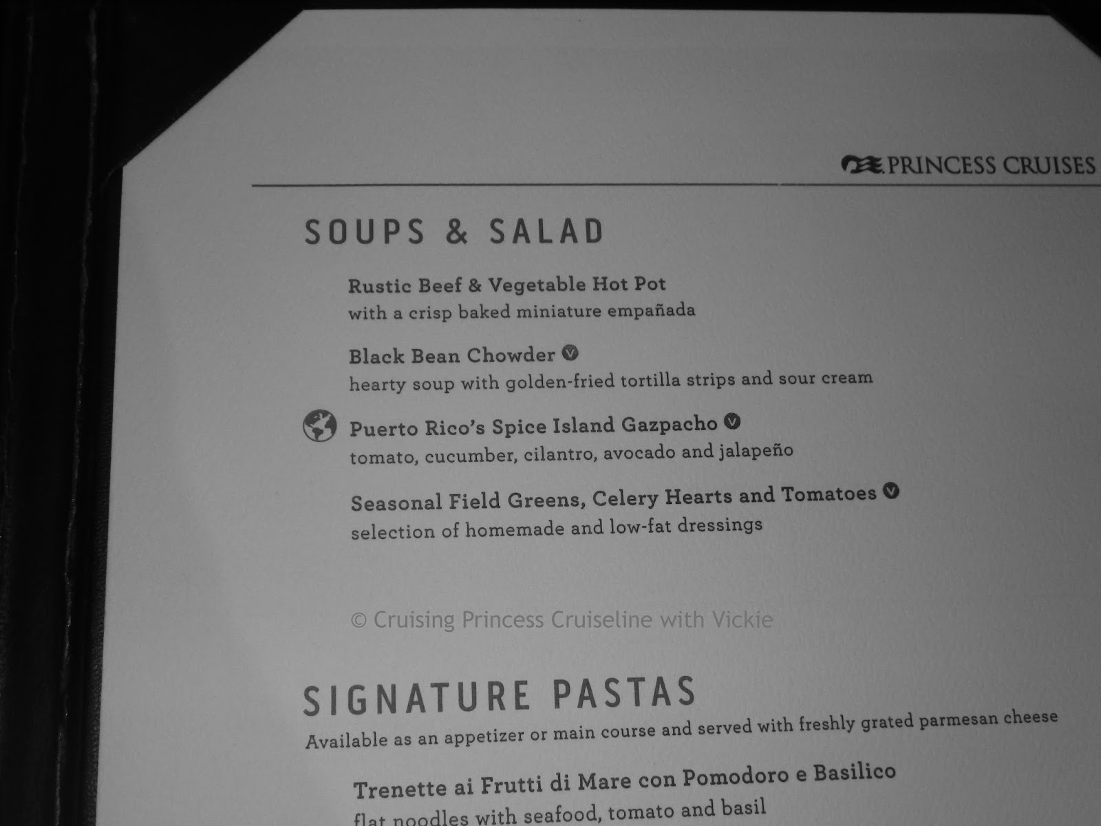 Vickie and Bernie Travel: Menus from the Royal Princess