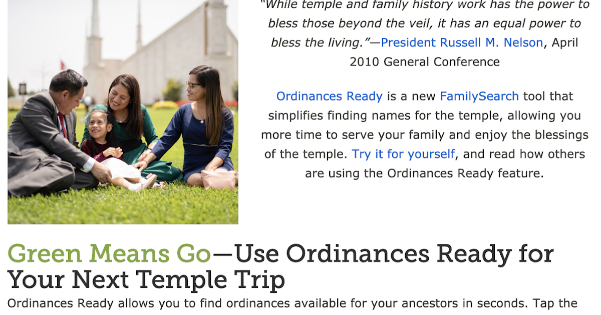 Rejoice, and be exceeding glad...: How Reliable is the Ordinances Ready ...