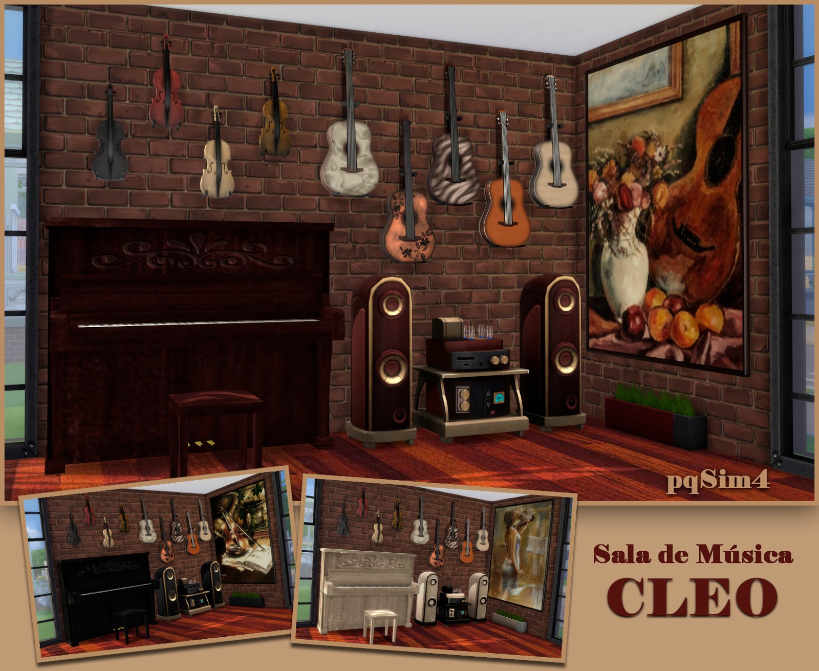 Sala de música Cleo. Sims 4 Custom Content.