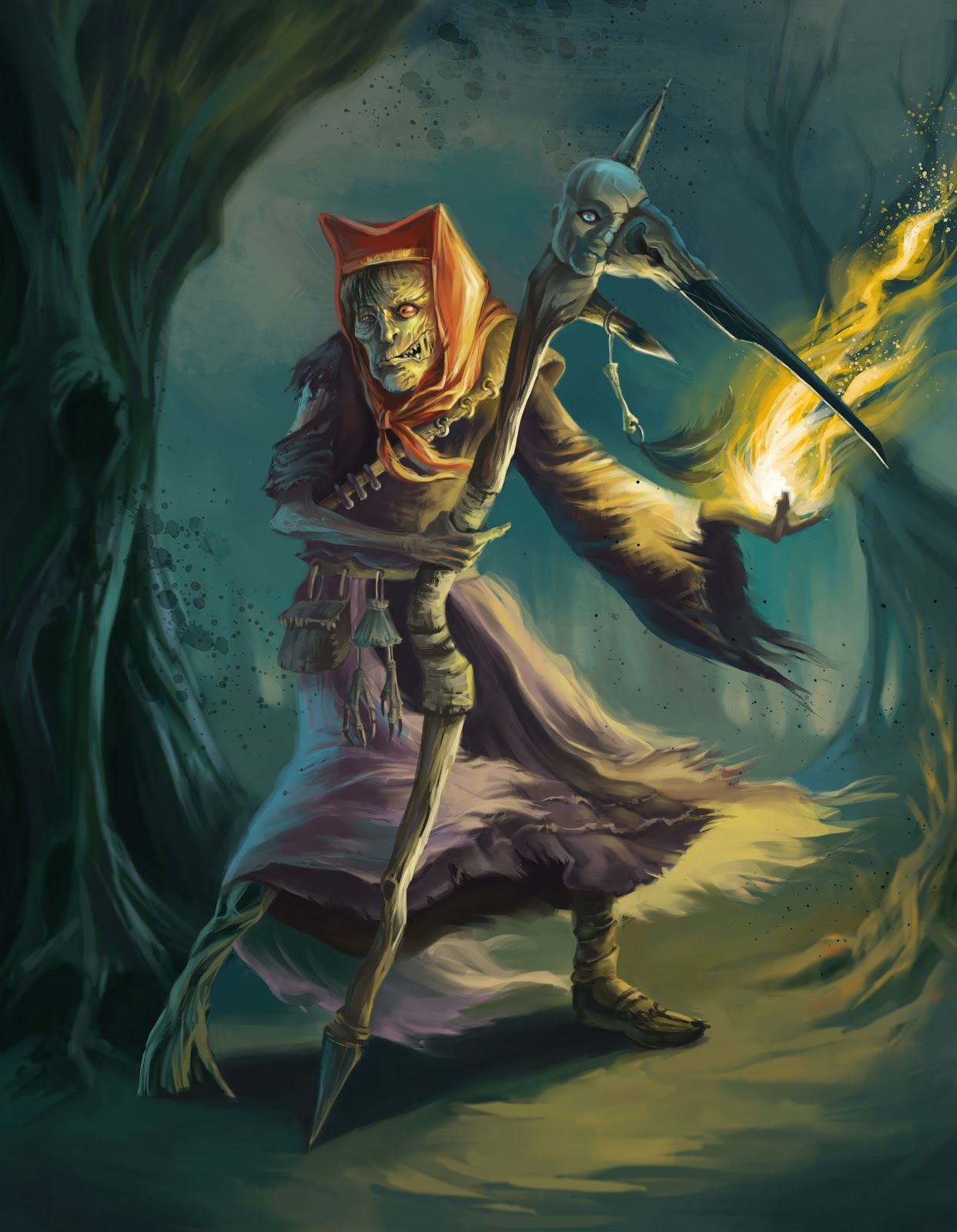 Team One - Urban Legends: witch painting and early creature ideations