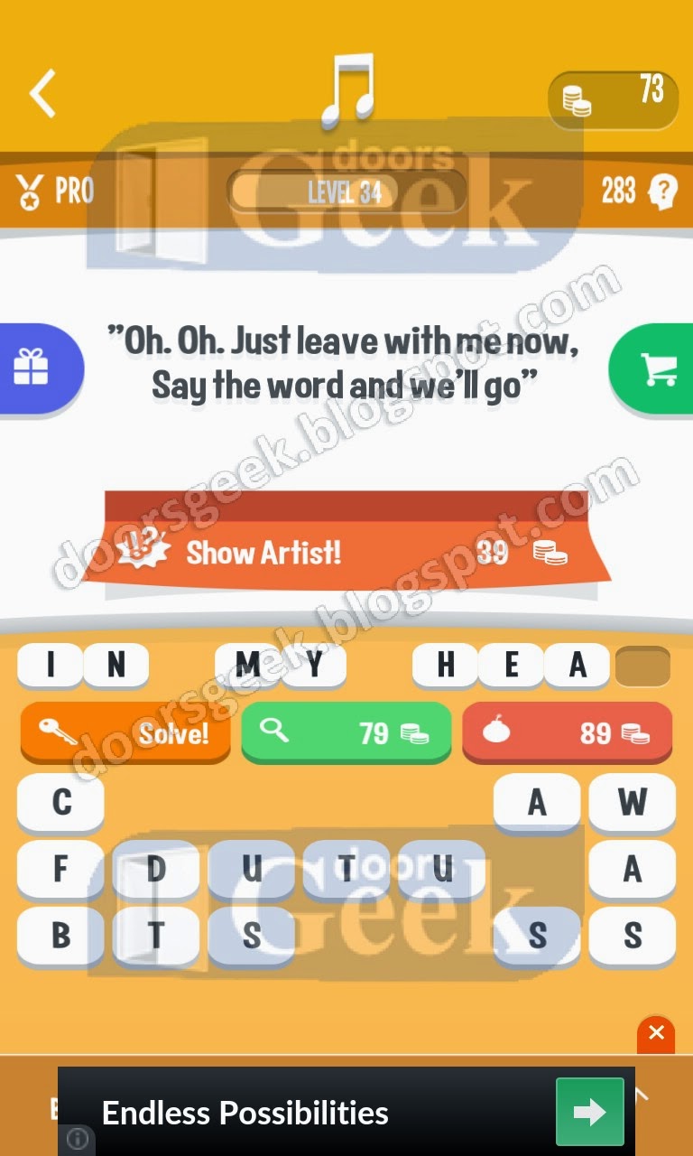 Song Quiz [Pro] Level 34 Answer ~ Doors Geek