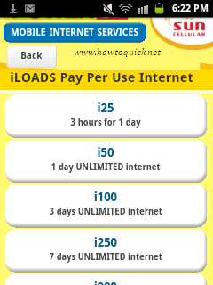 Sun Cellular iLoad Unlimited Internet Surfing