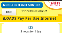 Sun Cellular iLoad Unlimited Internet Surfing