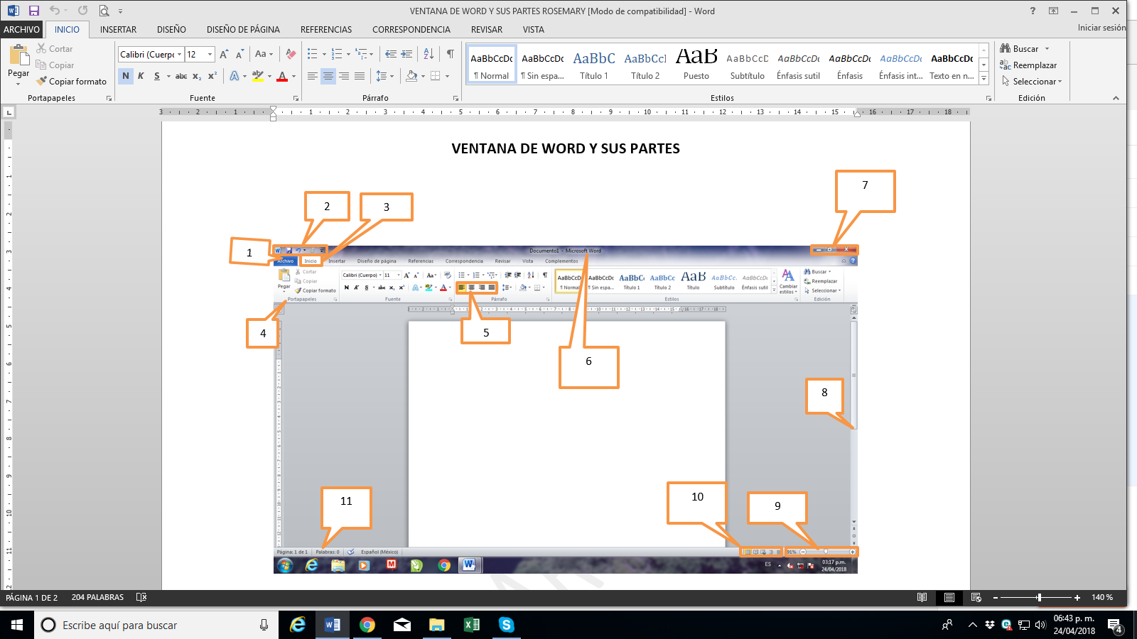 VENTANA DE WORD Y SUS PARTES