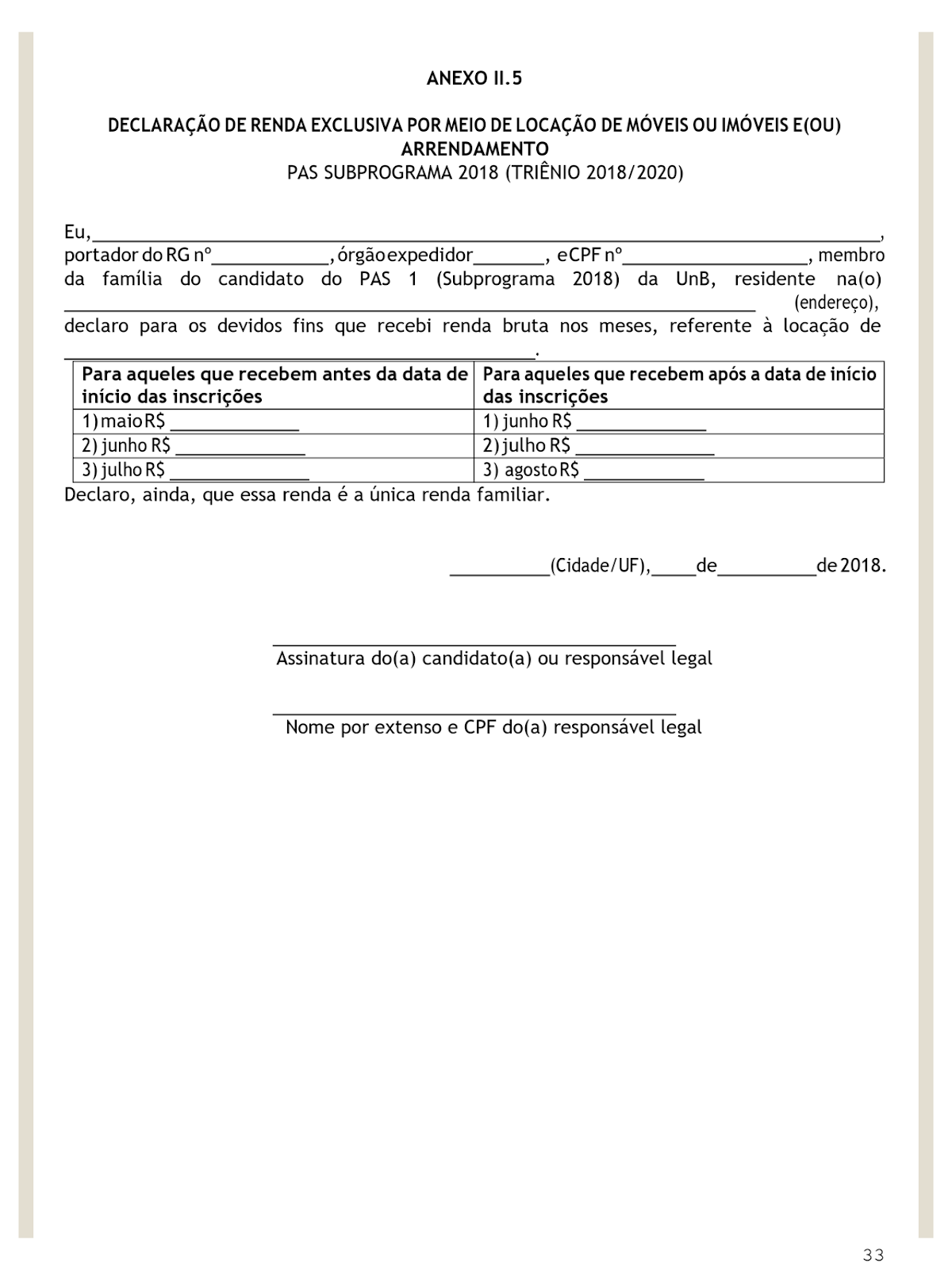 ANEXOS DO EDITAL DO PAS UNB - PAS - (Isenção) - Quais eu devo utilizar?