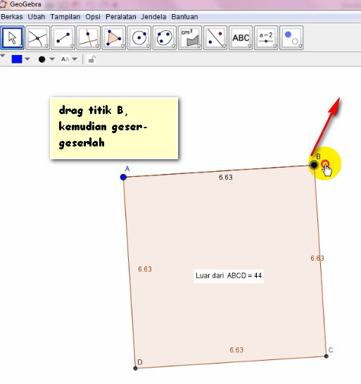 Menggambar Persegi dan Mengukurnya pada Geogebra