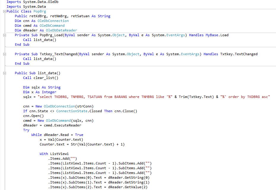 Database Programming Coding Form Data Barang