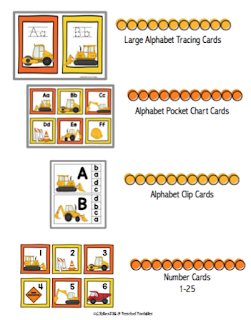 Construction Alphabet and Number Cards 1-25 ~ Preschool Printables