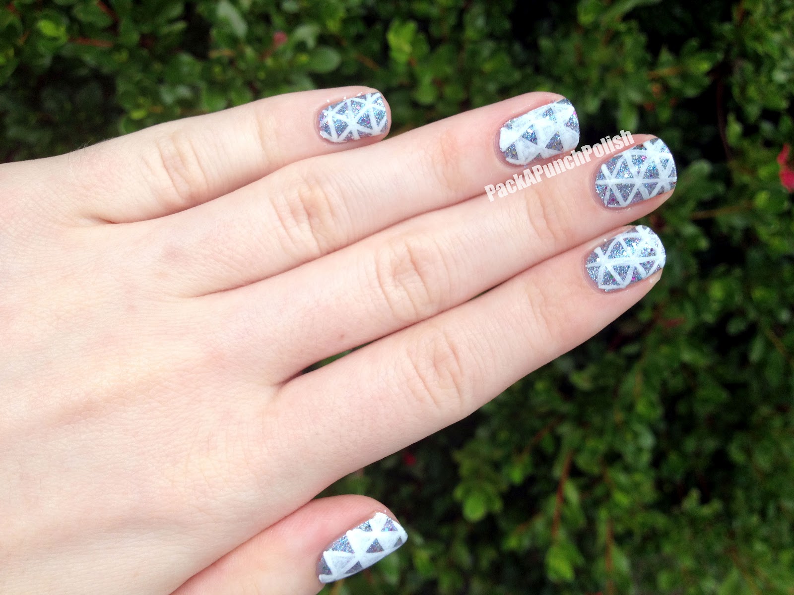 PackAPunchPolish: Triangles and Glitter Nail Art