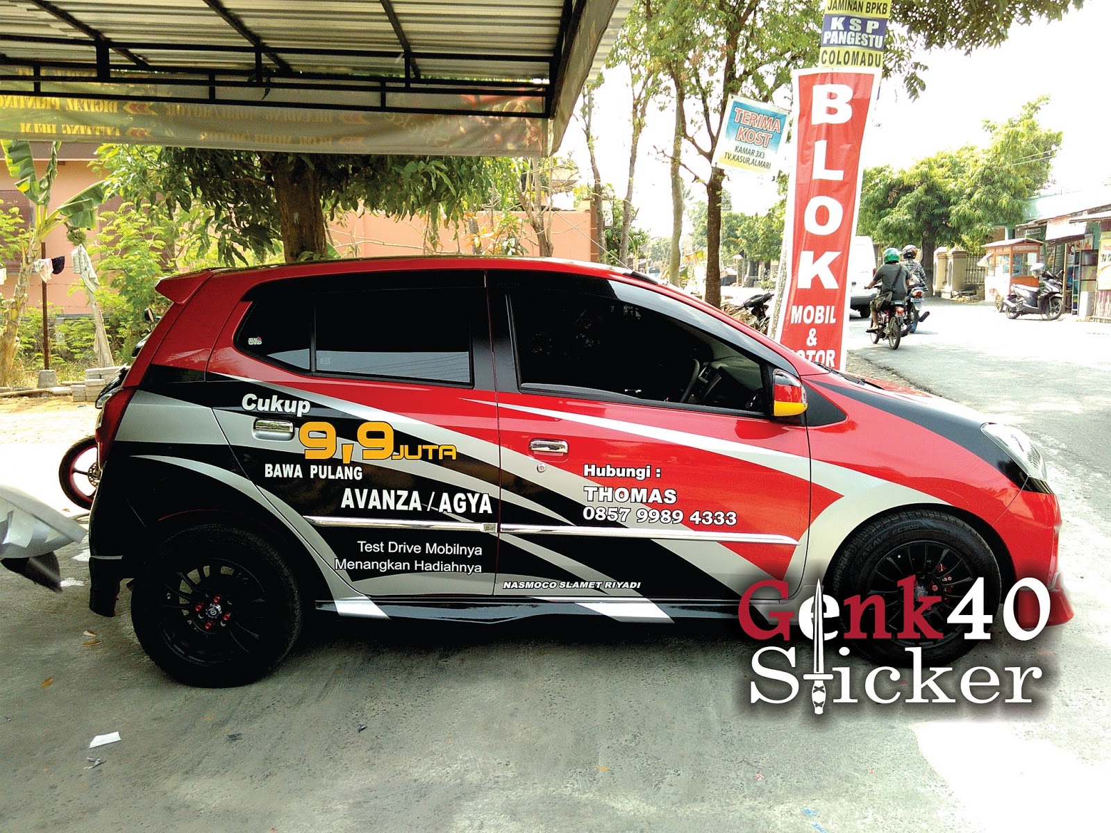 Modifikasi Stiker Mobil Agya Merah