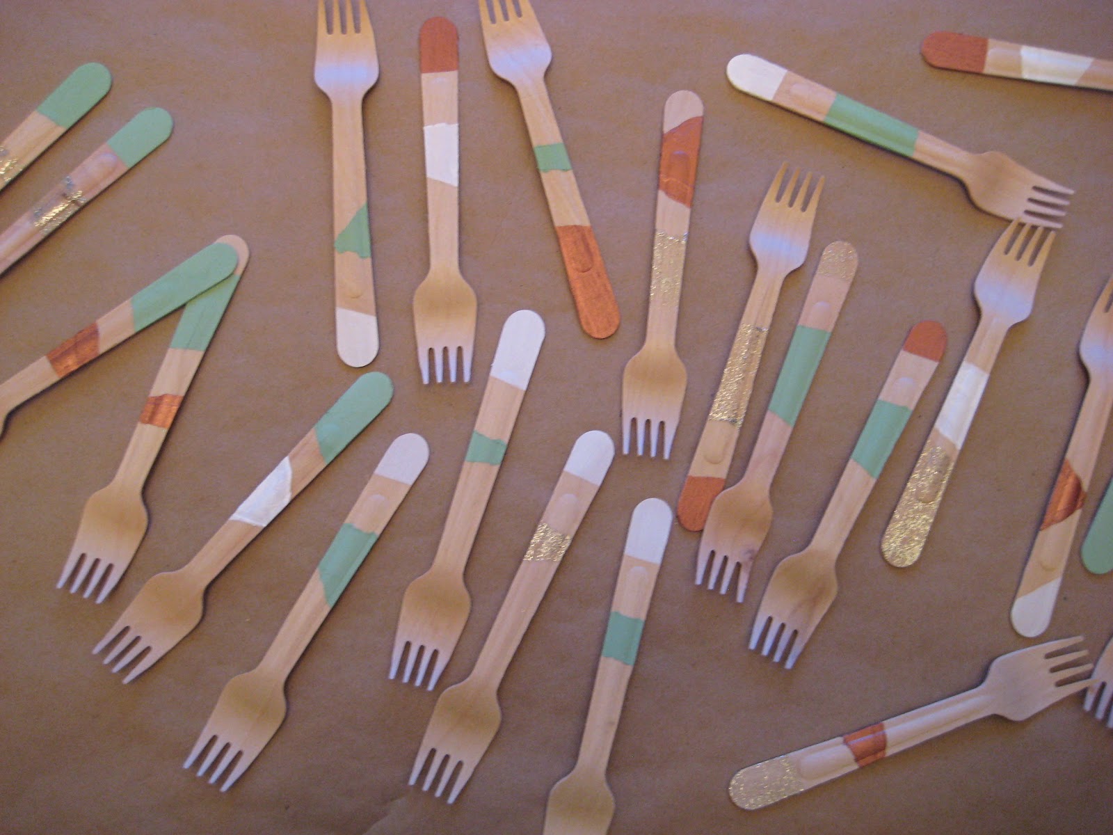 cue the confetti: painted wooden forks