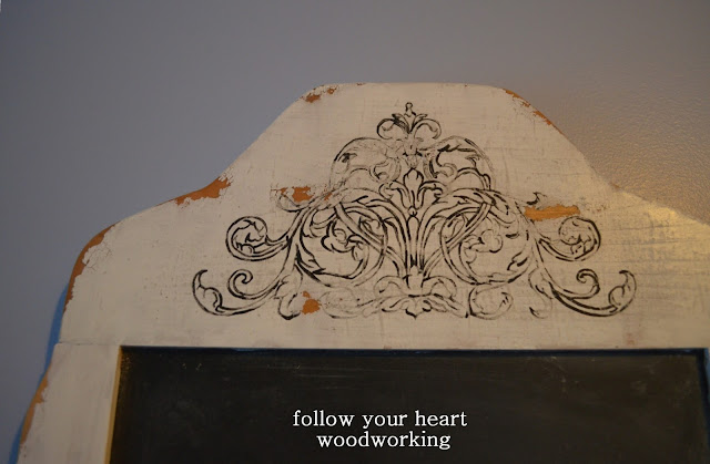 follow your heart woodworking: Chalkboard with Painted Scroll Graphic