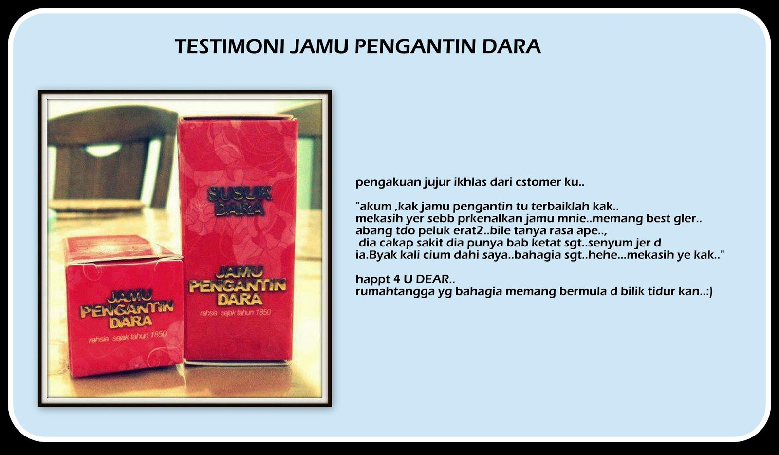 JAMU SUSUK DARA: TESTIMONI JAMU PENGANTIN DARA