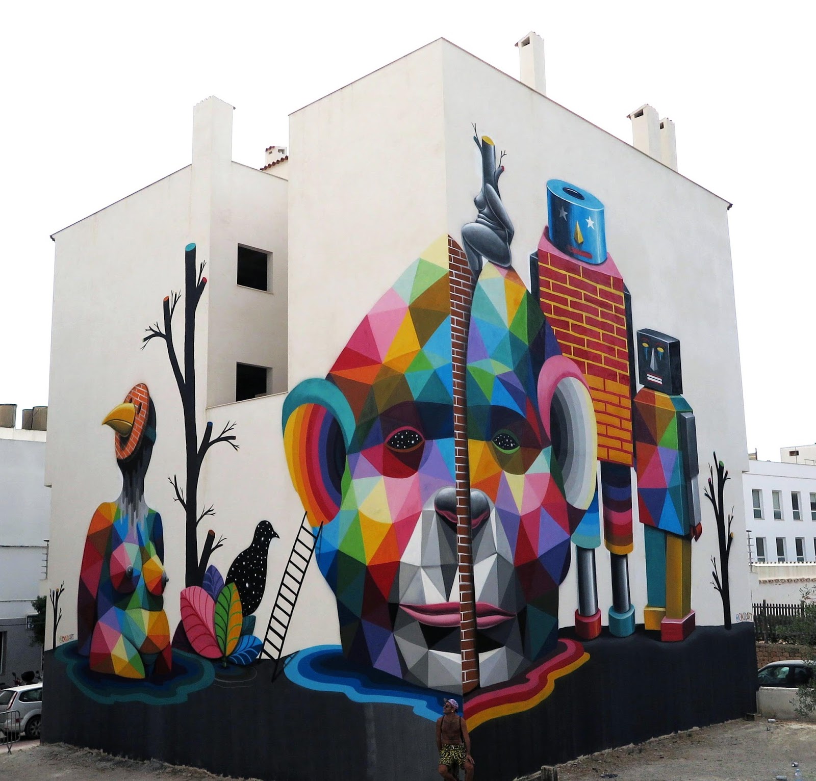 "Universos Paralelos", a new mural by Okuda in Ibiza, Spain ...