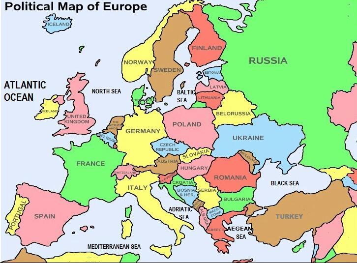 History Science and Geography 6th Form: Europe and America: Map and Quizzes