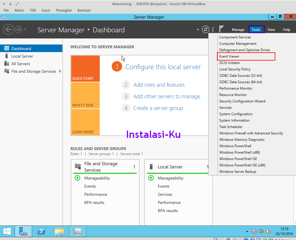 Contoh Monitoring pada Windows Server 2012 - Instalasi - Ku