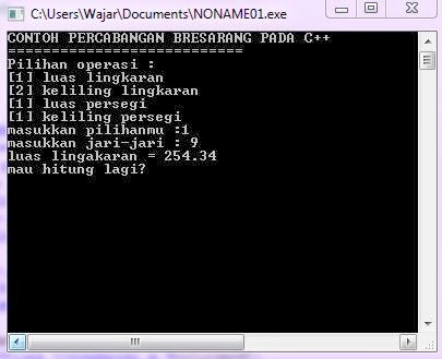 Contoh program C++ menggunakan percabangan(if) bersarang untuk ...