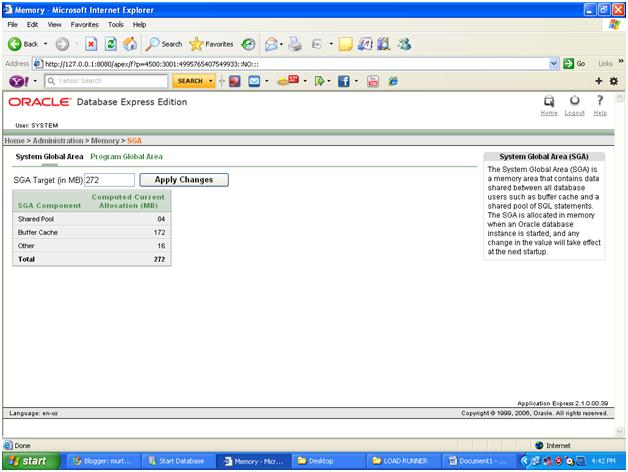 LOADRUNNER TIPS&TRACKS: set SGA and PGA in oracle