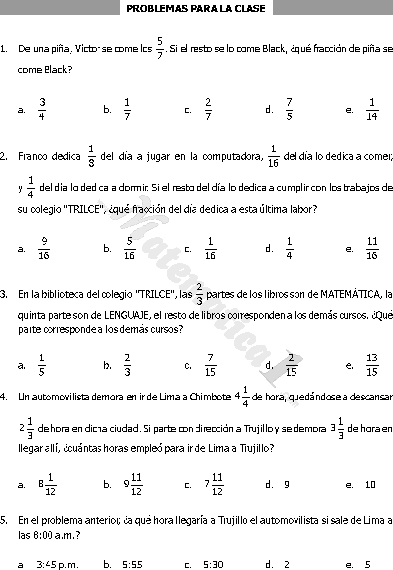 OPERACIONES CON FRACCIONARIOS EJERCICIOS RESUELTOS DE SECUNDARIA PDF